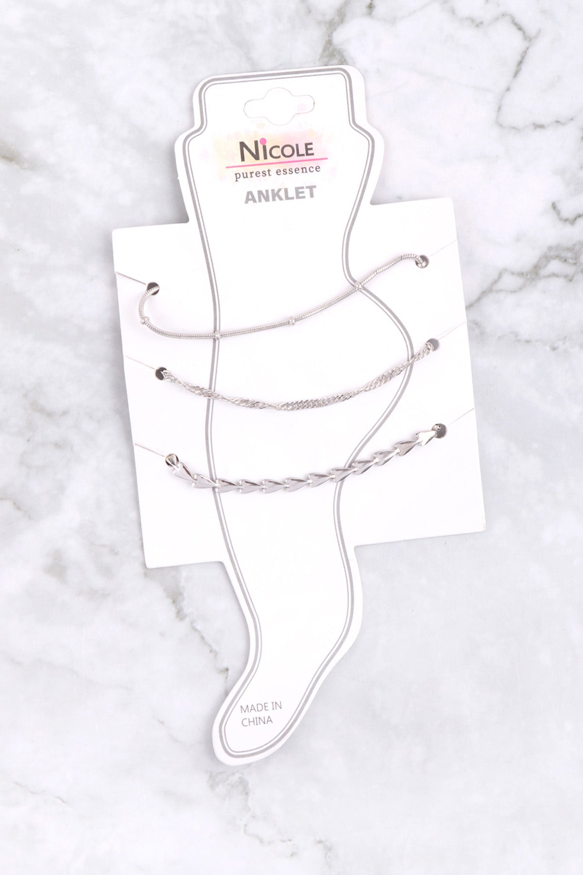 TWISTED, ARROW MULTI CHAIN ANKLET ASSORTED SET – MYS Wholesale