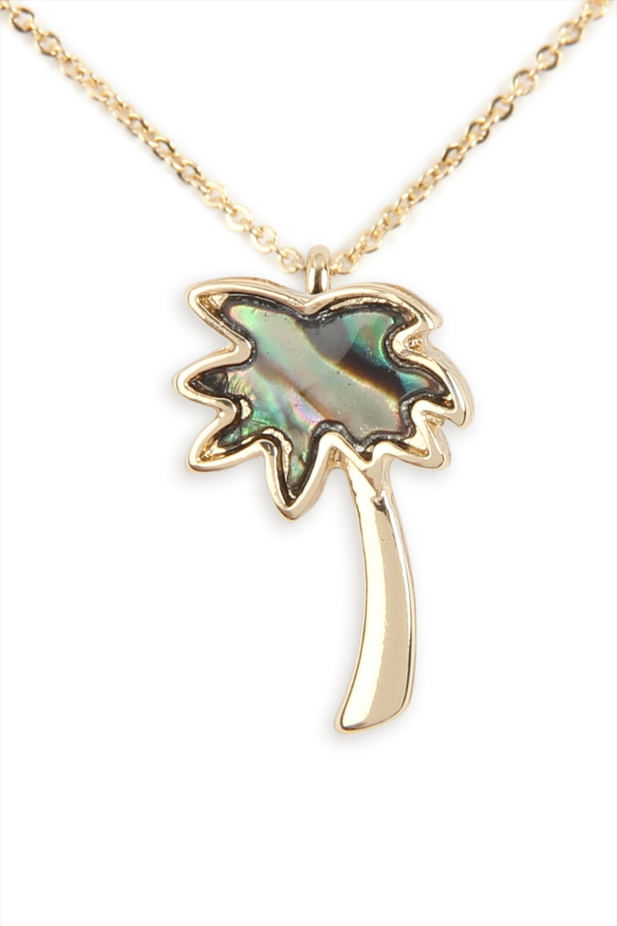 ABALONE PALM TREE PENDANT NECKLACE - GOLD – MYS Wholesale