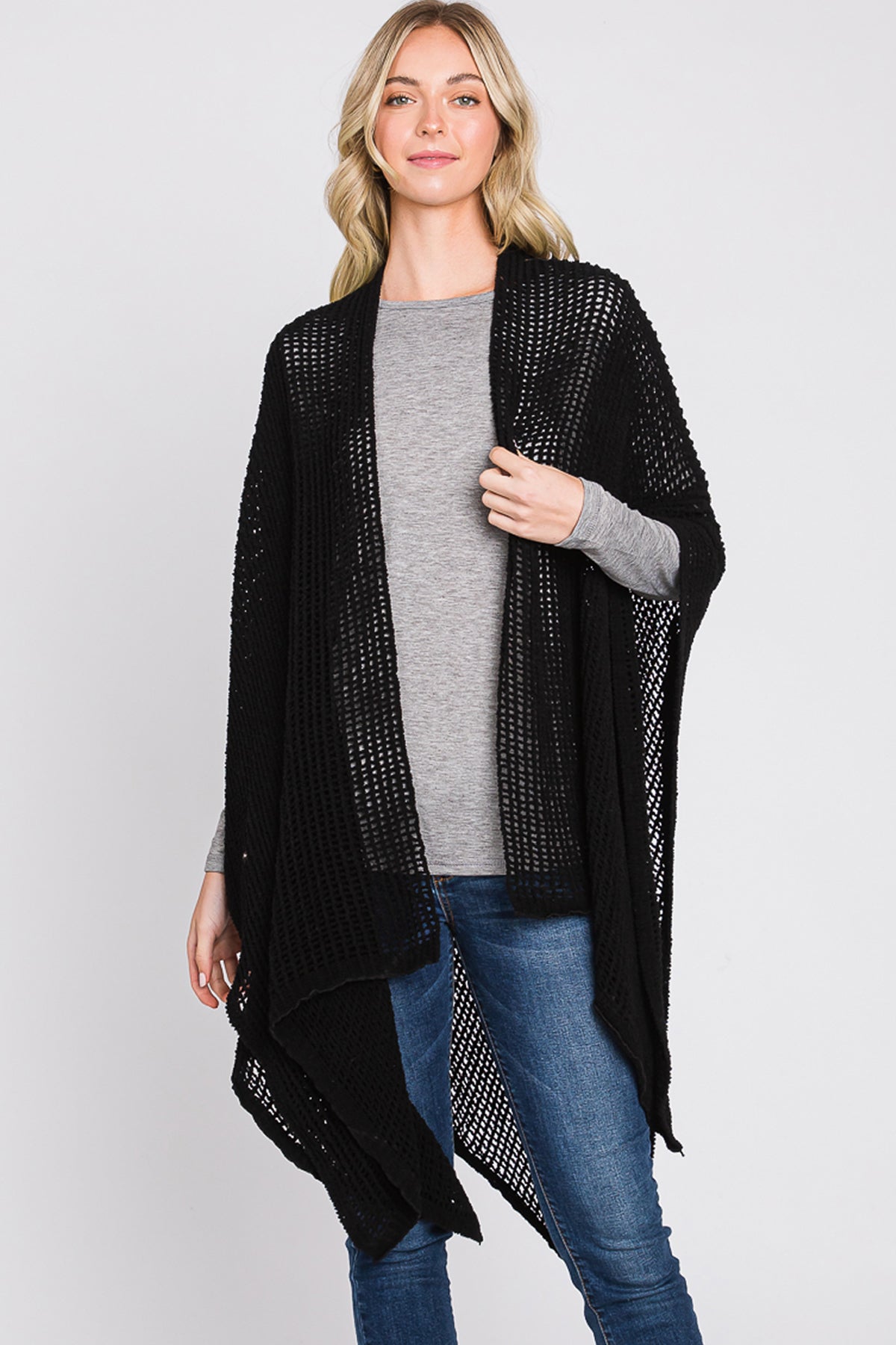 SOLID CHENILLE CROCHET RUANA – MYS Wholesale