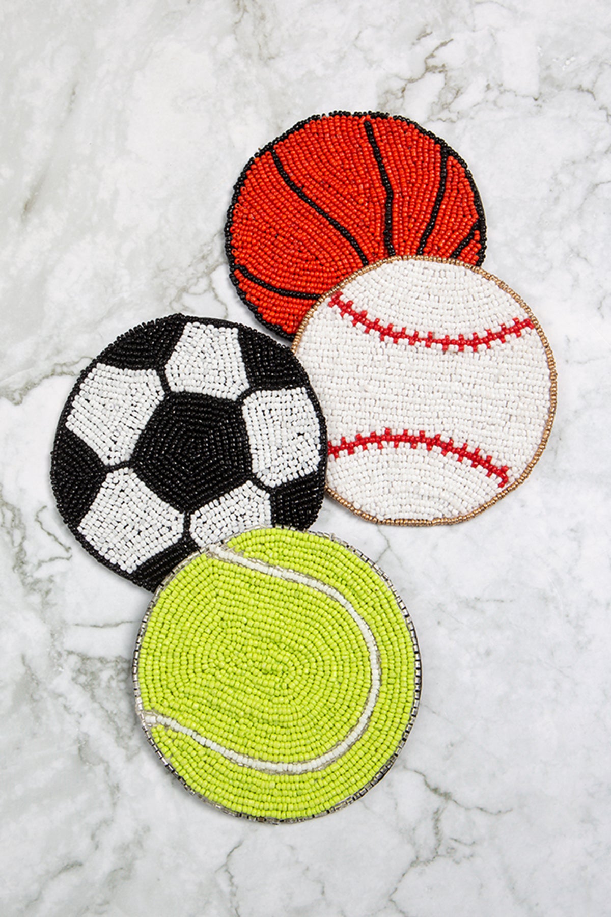4" BASKETBALL HANDMADE SEED BEAD COASTER – MYS Wholesale