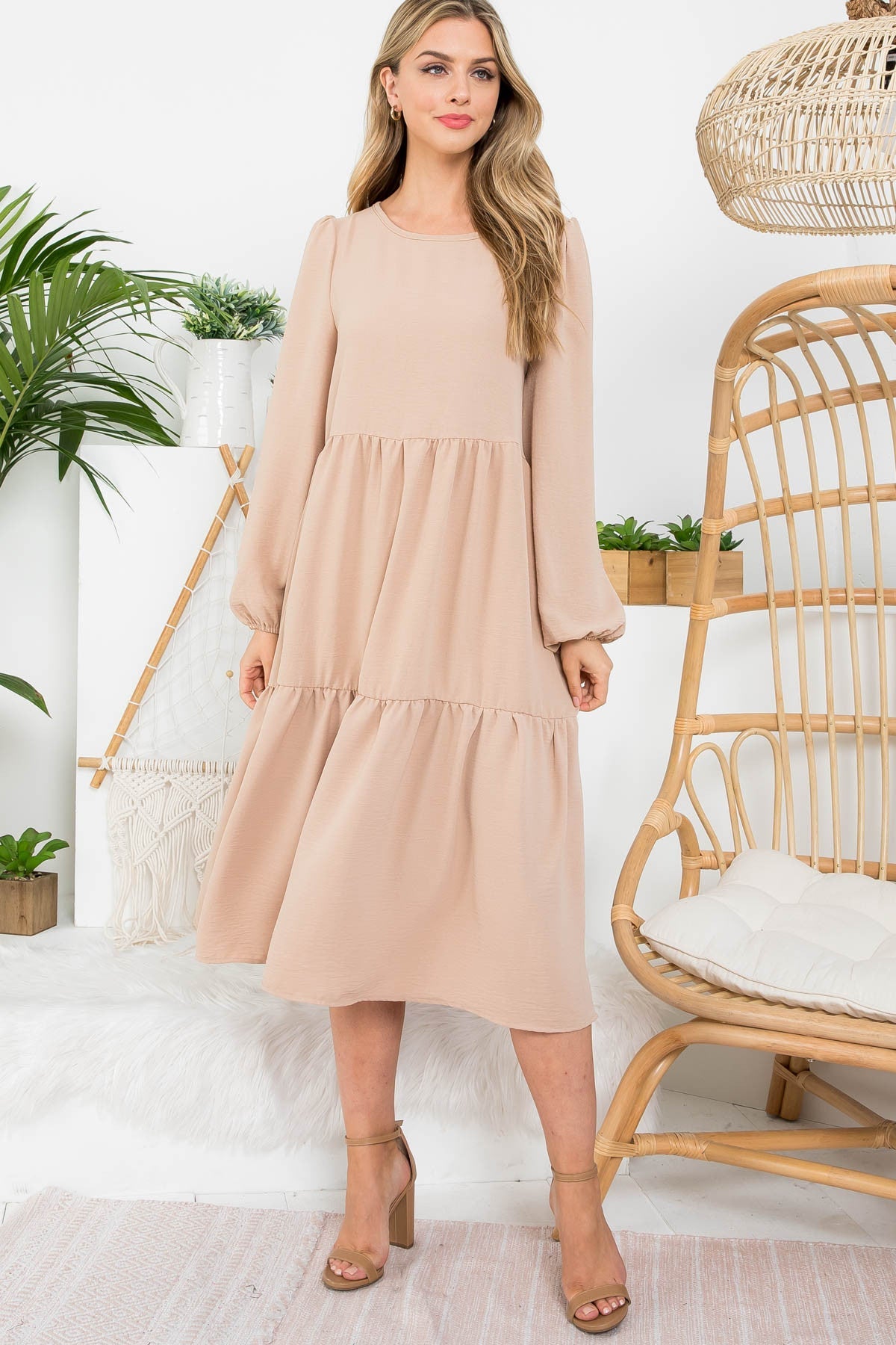 DARK STONE CUFFED SLEEVE RAFFLE CAFTAN DRESS – MYS Wholesale