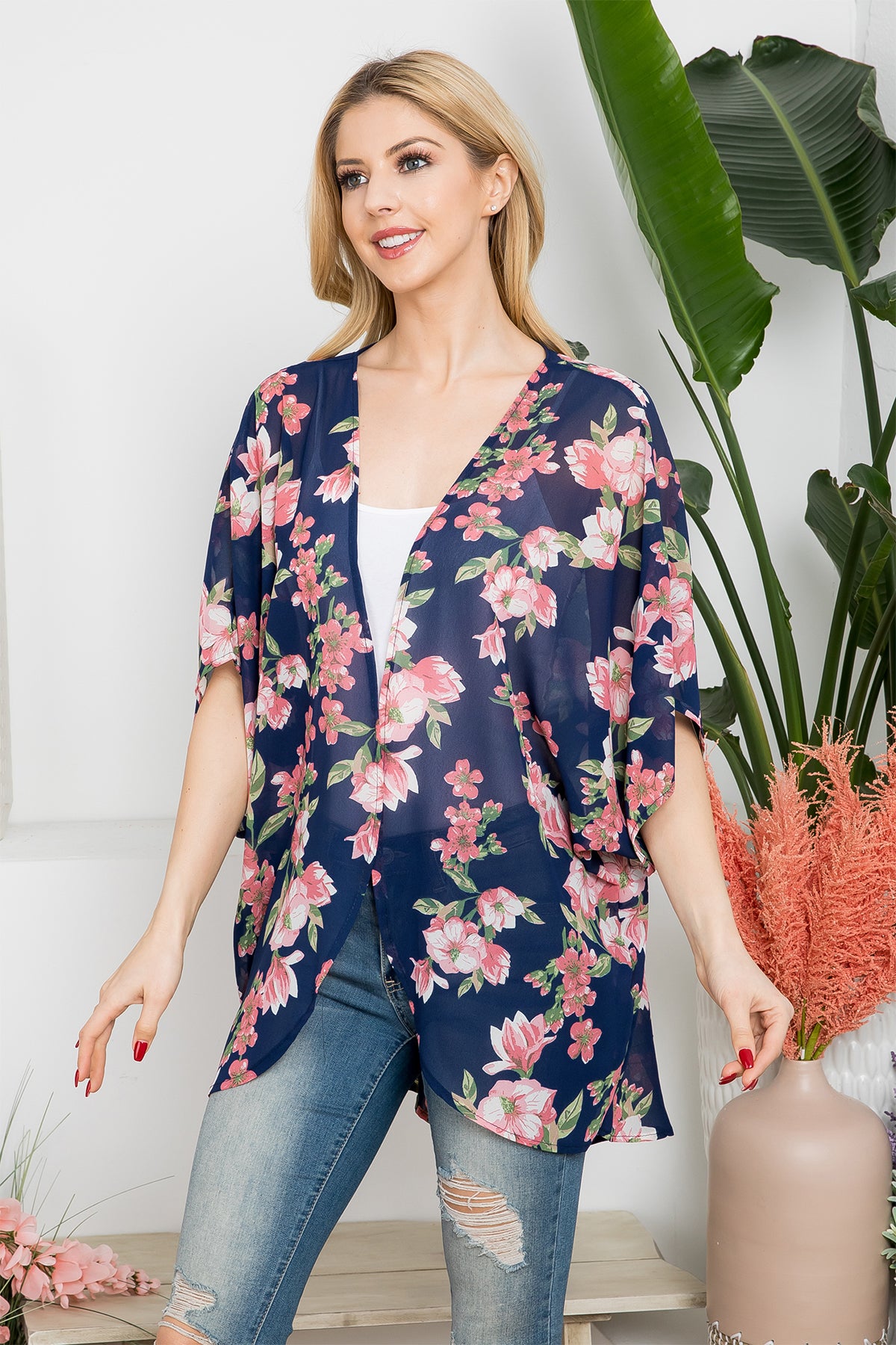 FLORAL OPEN FRONT KIMONO – MYS Wholesale